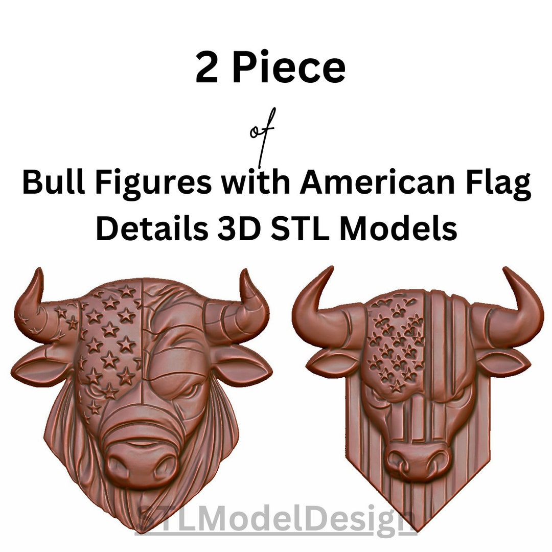 American Flag Bull Figures: 3D Model STL File (digital Download) - Etsy