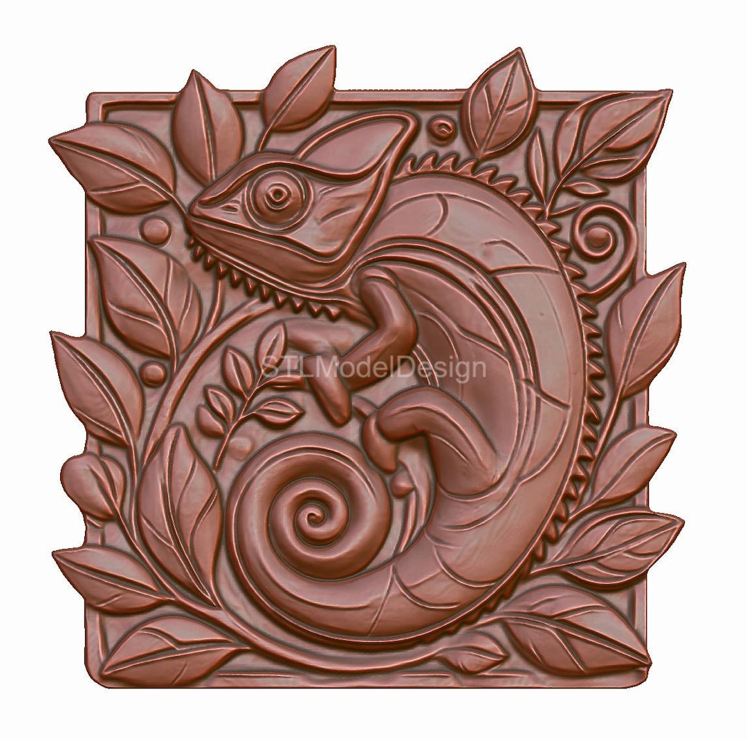 Forest Chameleon 3D Model STL File for CNC Carving & 3D Printing ...