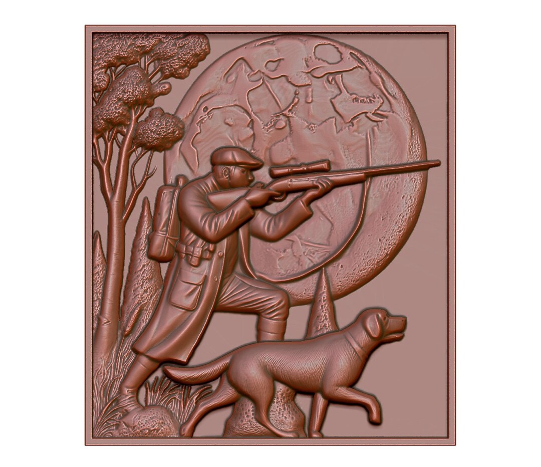 Hunter and Dog 3D Model STL File: CNC Router, Laser, 3D Printing ...