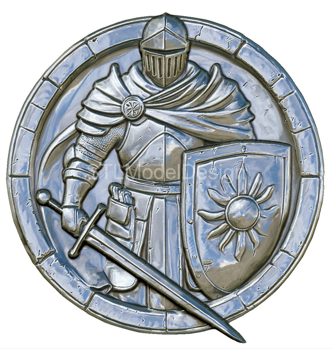 Valiant Knight Armor Relief 3D Model STL File for CNC Router, Laser ...