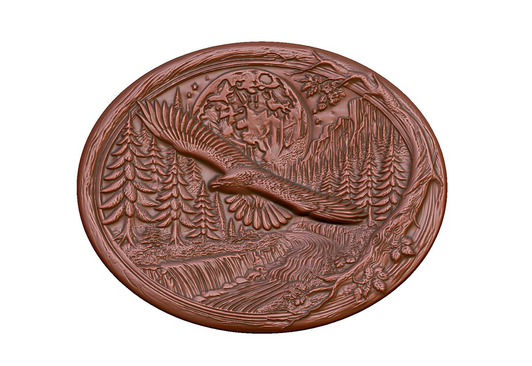 Eagle and Landscape 3D Model STL File for CNC Router, Laser Engraving ...