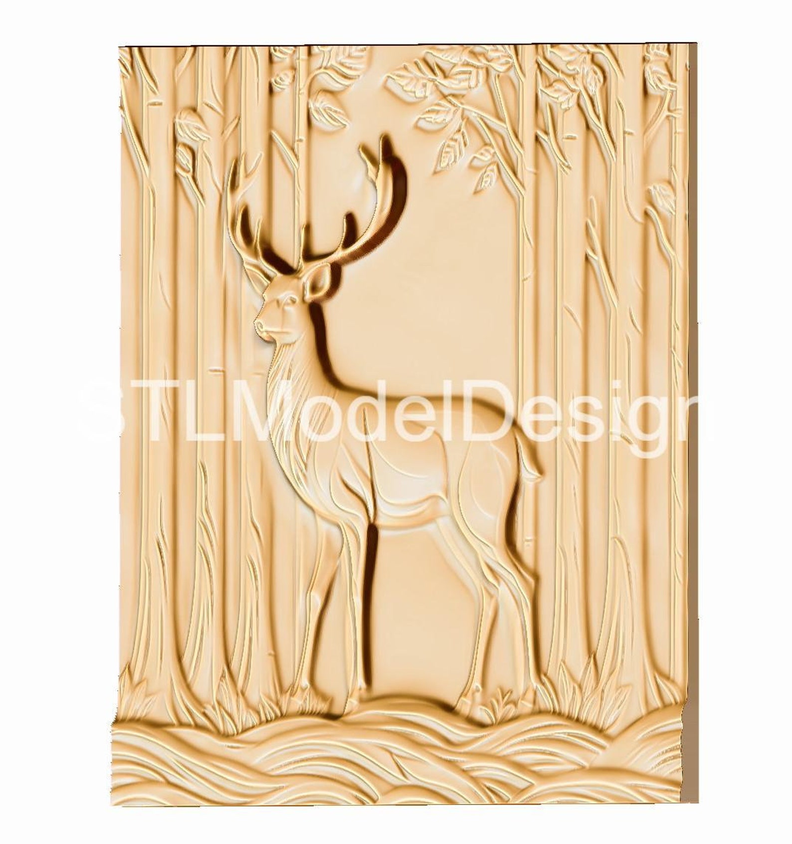 Majestic Stag in the Forest 3D Model STL File for CNC Carving 3D ...