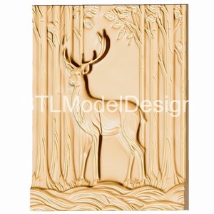 Majestic Stag in the Forest 3D Model STL File for CNC Carving - 3D ...
