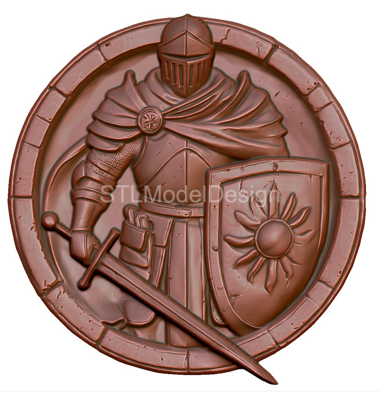 Valiant Knight Armor Relief 3D Model STL File for CNC Router, Laser ...