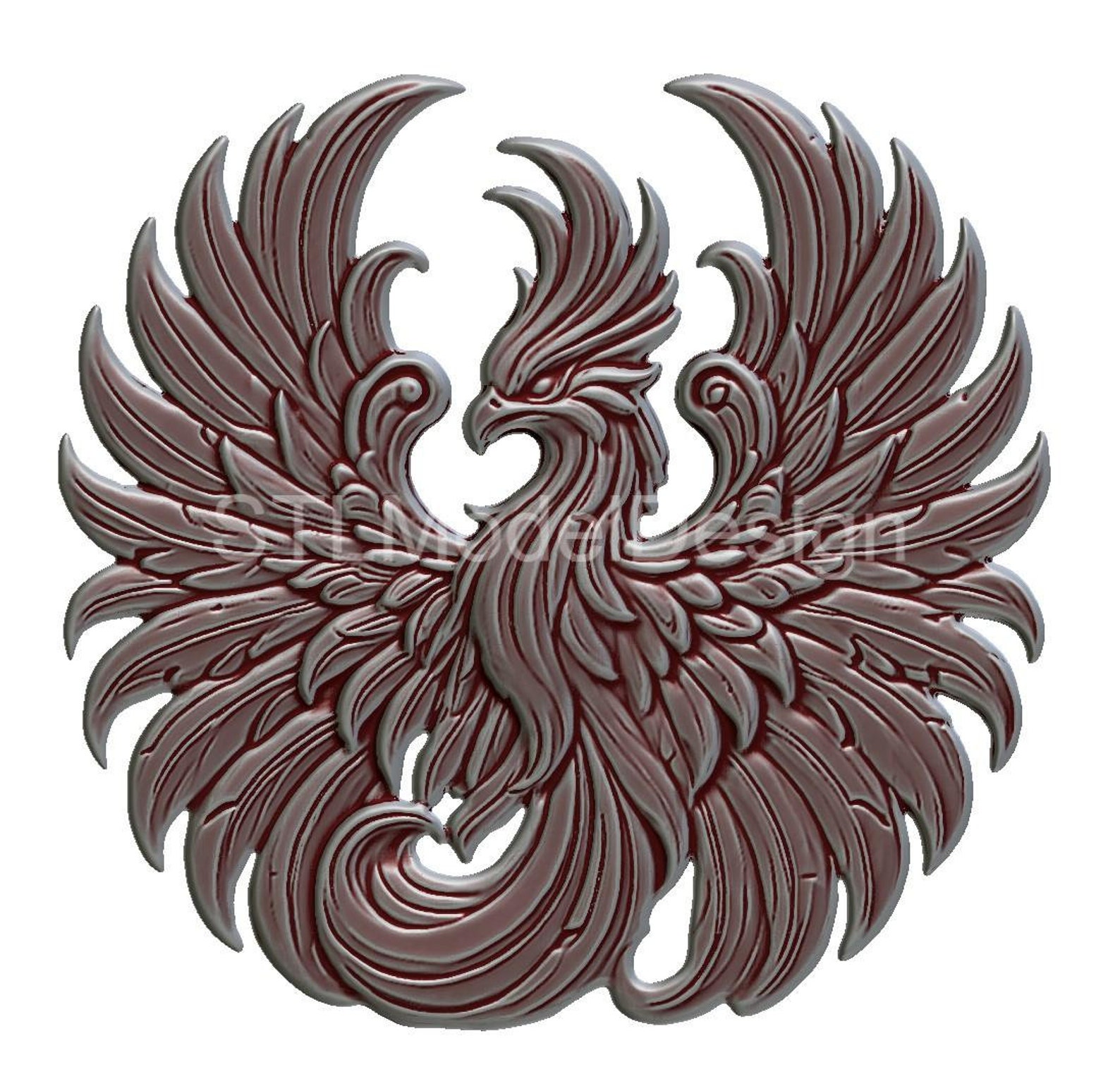 Phoenix Crest 3D Model STL File: CNC Router, Laser, 3D Printing ...