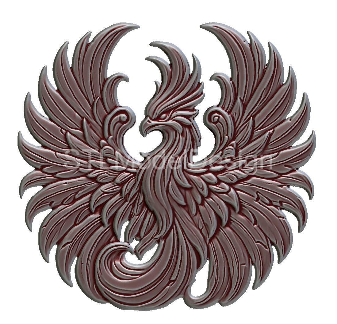 Phoenix Crest 3D Model STL File: CNC Router, Laser, 3D Printing ...