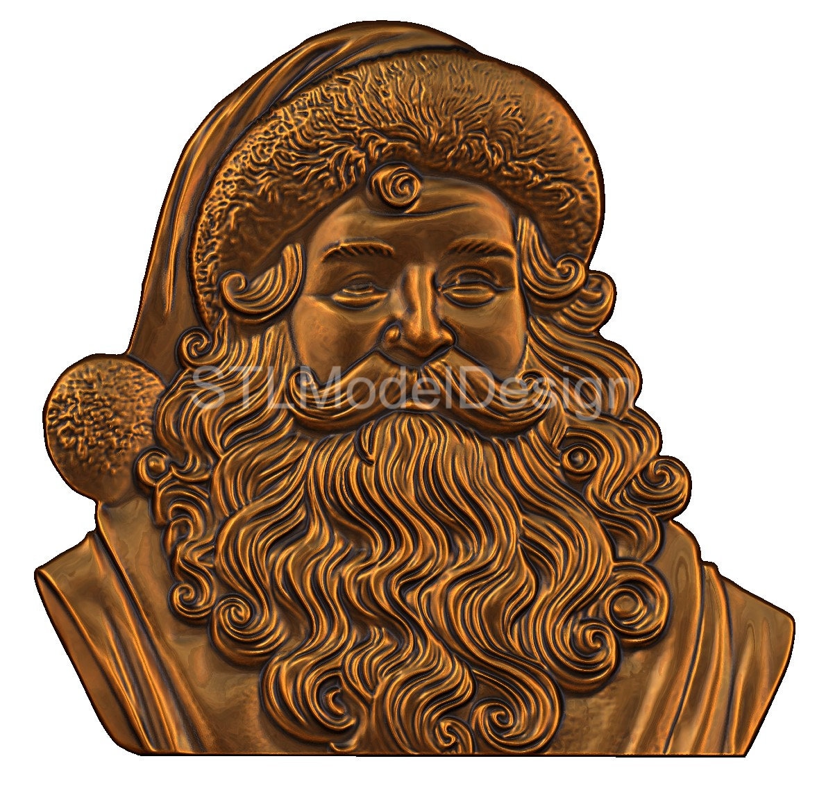 Jolly Santa 3D Model STL File for CNC Router, Laser Engraving & 3D ...
