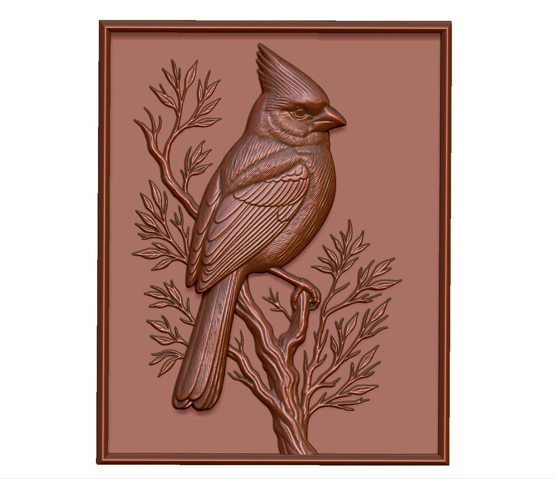 Cardinal Bird 3D Relief STL File: CNC Router, Laser, Print (digital ...