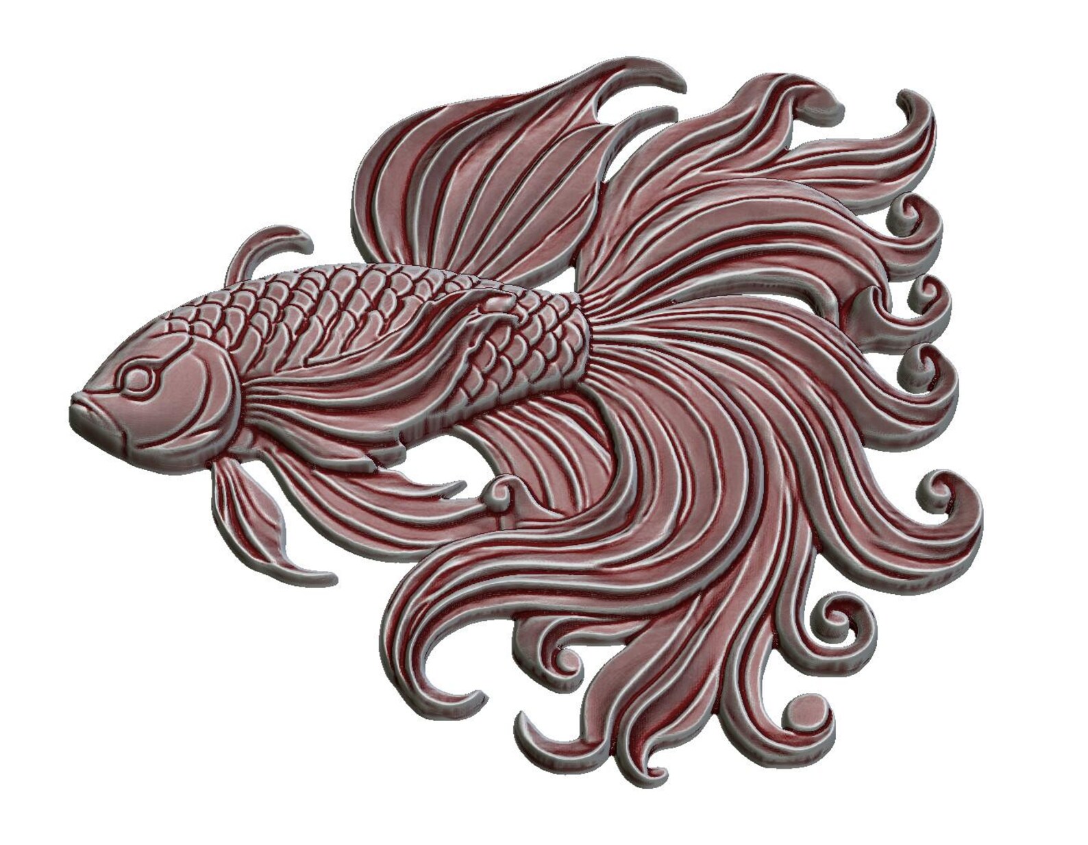Elegant Koi Fish 3D STL Model: CNC Router, Laser, 3D Printing (digital ...