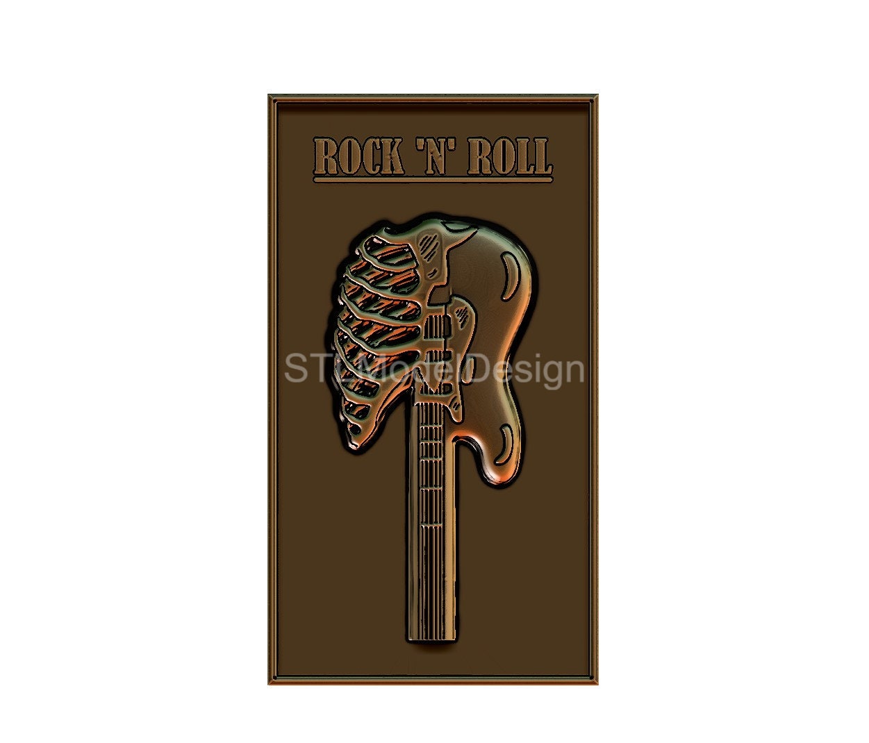 Rock 'n' Roll Skull Guitar 3D Model STL File for CNC Router, Laser ...