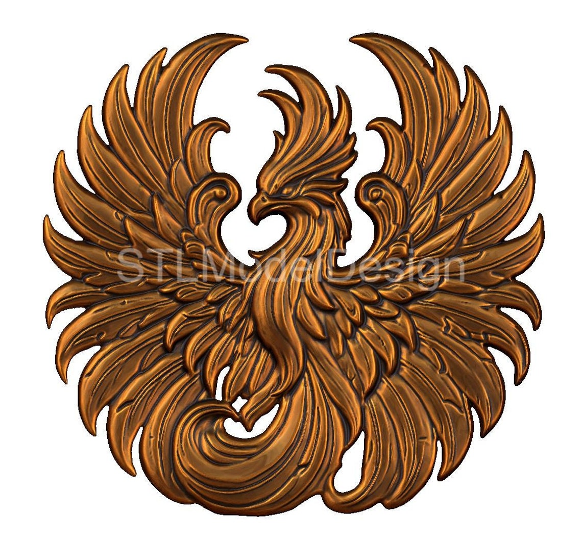 Phoenix Crest 3D Model STL File: CNC Router, Laser, 3D Printing ...