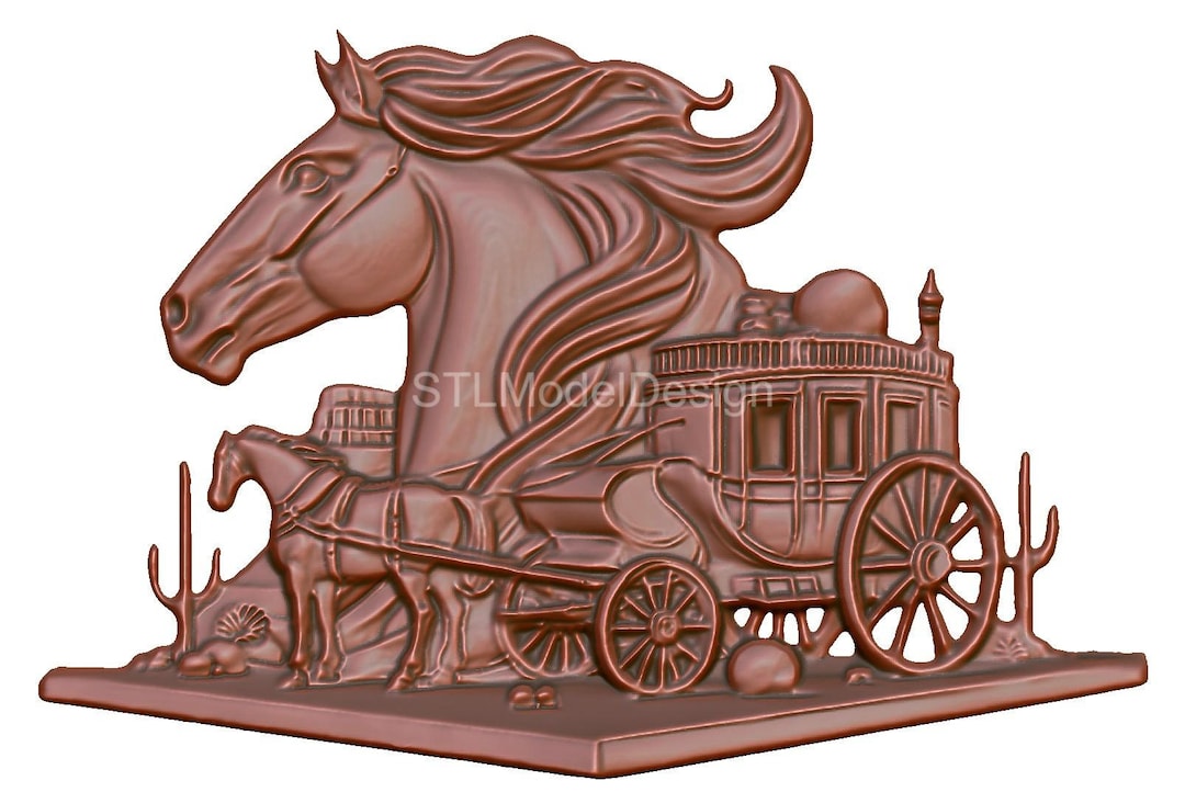 Wild West Stagecoach 3D Model STL File for CNC Carving, Laser Engraving ...