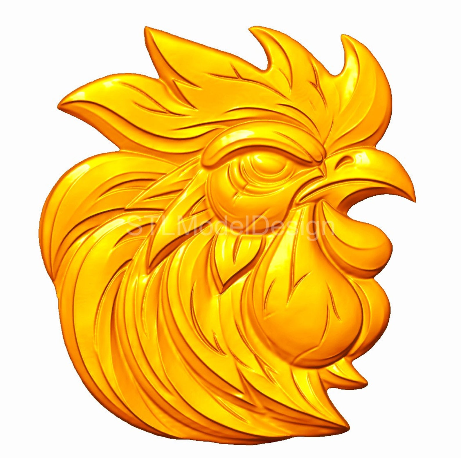 Majestic Rooster 3D Model STL File for CNC Carving & 3D Printing ...