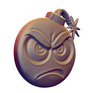 Angry Bomb Smiley 3D Model STL File for CNC Router, Laser Engraving ...