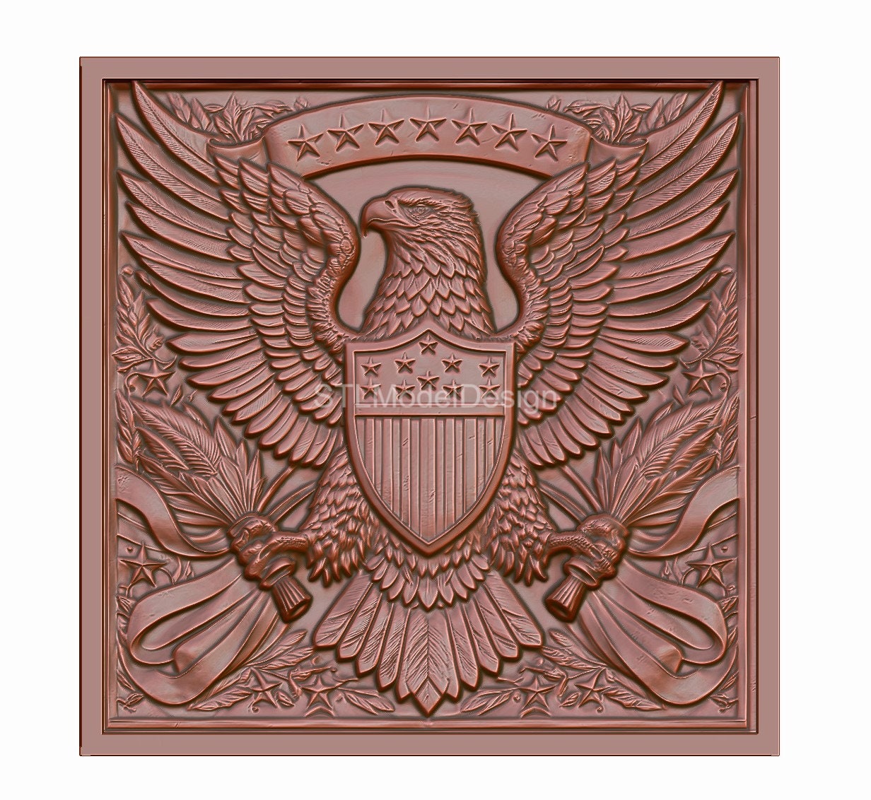 Patriotic Eagle Emblem 3D Model STL File for CNC Carving & 3D Printing ...