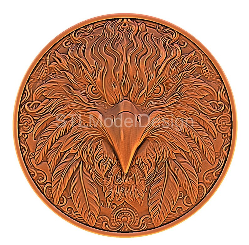 Majestic Eagle Crest Coin 3D Model STL File for CNC Router, Laser ...
