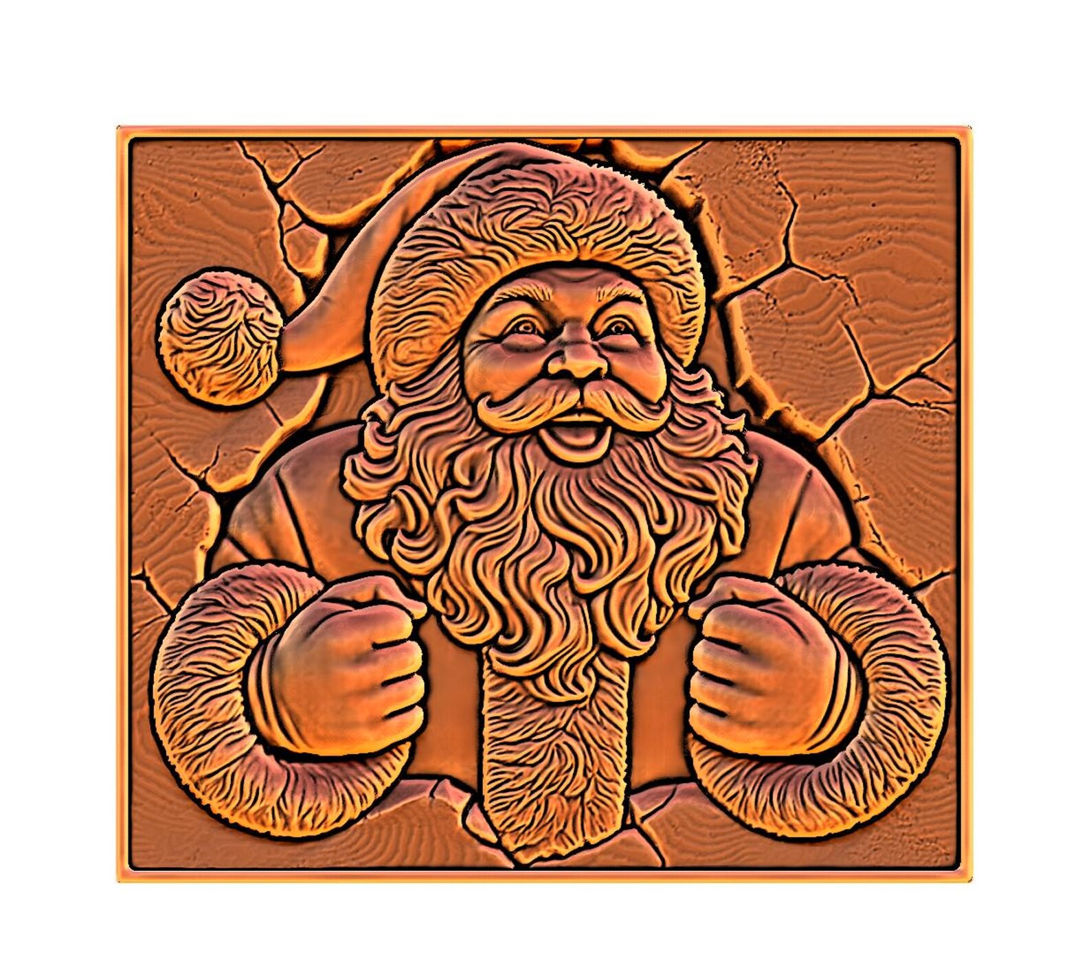Santa Claus Breaking Wall 3D Model STL File, CNC Laser Engraving ...