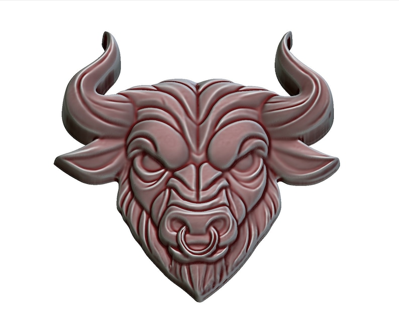 Majestic Bull Head Decorative 3D Model STL File for CNC Router, Laser ...