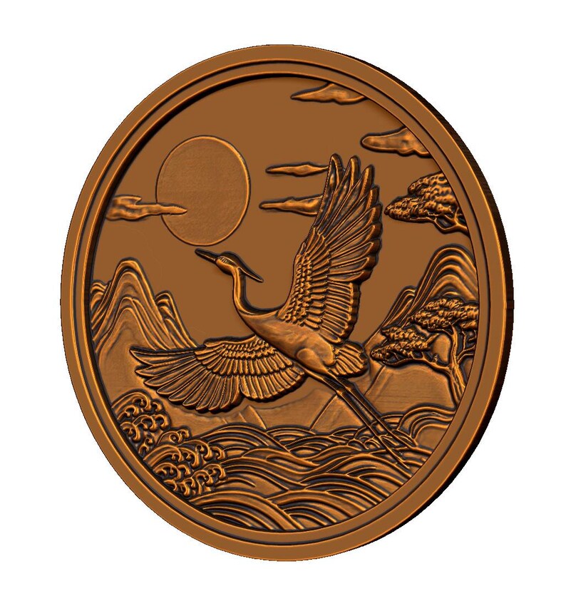 Japanese Crane 3D STL Model for CNC Router, Laser Engraving & 3D ...