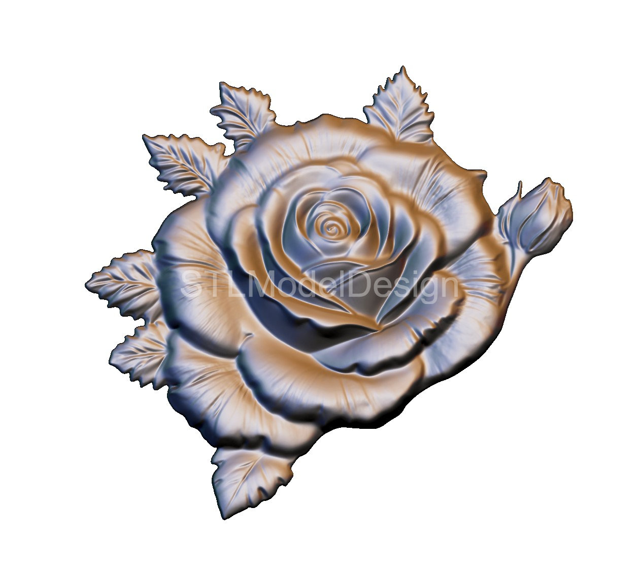 Rose Relief 3D Model STL File: CNC Router, Laser, 3D Printing (digital ...