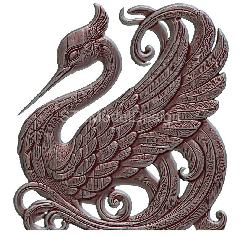 Elegant Heron Relief 3D Model STL File for CNC Router, Laser Engraving ...