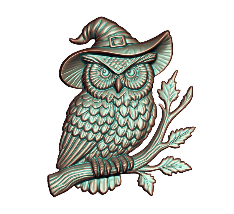 Witchy Owl Halloween 3D Model STL File: CNC Router, Laser, 3D Printing ...