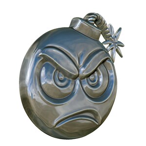 Angry Bomb Smiley 3D Model STL File for CNC Router, Laser Engraving ...