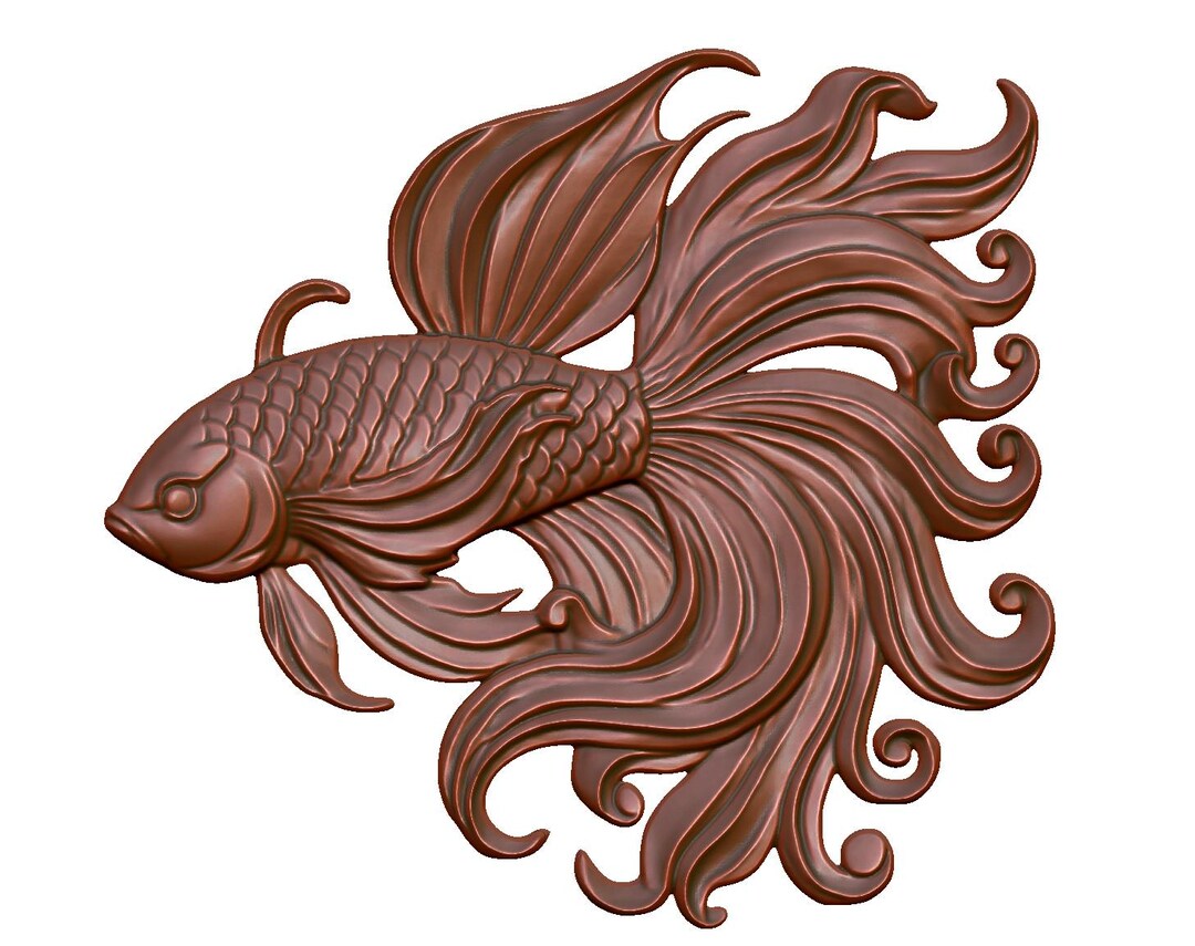 Elegant Koi Fish 3D STL Model for CNC Router, Laser Engraving & 3D ...