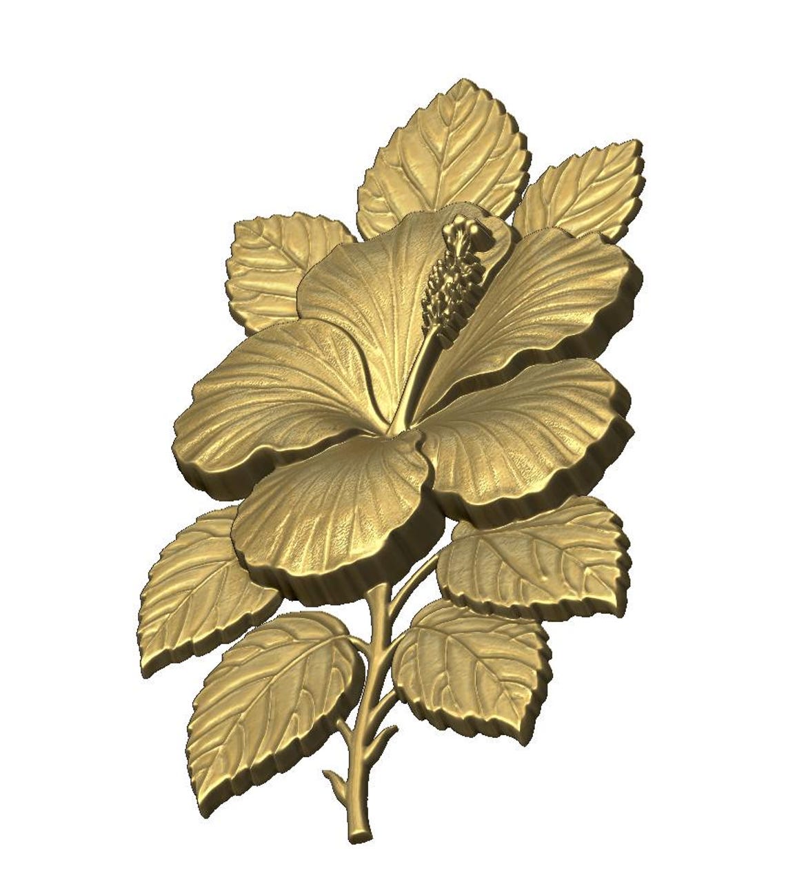 Hibiscus Flower STL Model: CNC Router, Laser Engraving, 3D Printing ...
