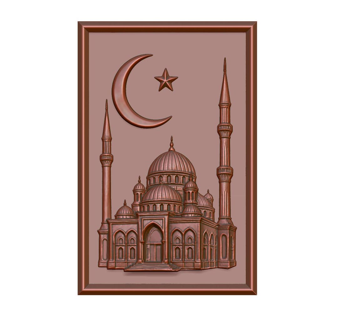 Crescent Mosque Relief 3D STL Model for CNC Router, Laser Engraving ...