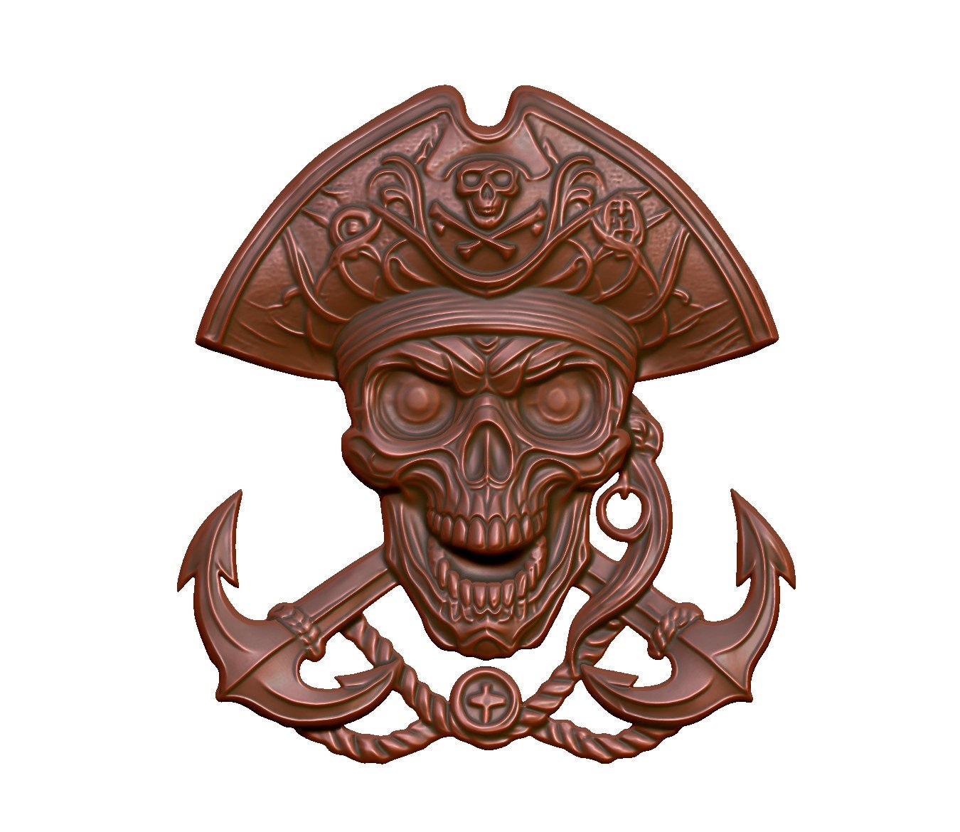 Pirate Skull 3D Model STL File: CNC Router, Laser, 3D Printing (digital ...