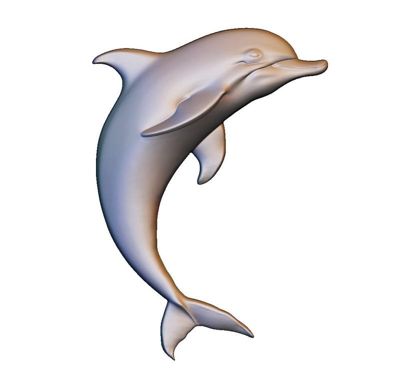 Jumping Dolphin Sculpture 3D Model STL File for CNC Router, Laser ...