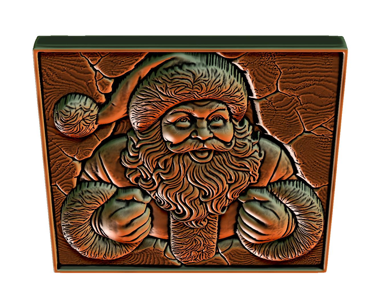 Santa Claus Breaking Wall 3D Model STL File, CNC Laser Engraving ...