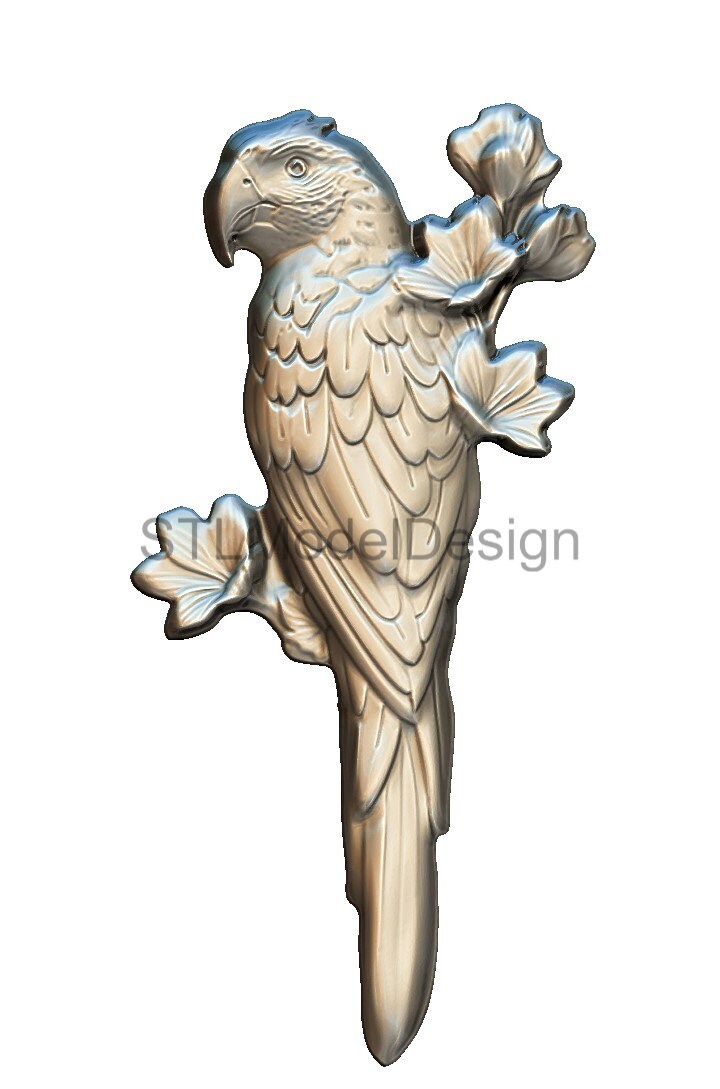 Majestic Parrot 3D Model STL File for CNC Carving, Laser Engraving & 3D ...