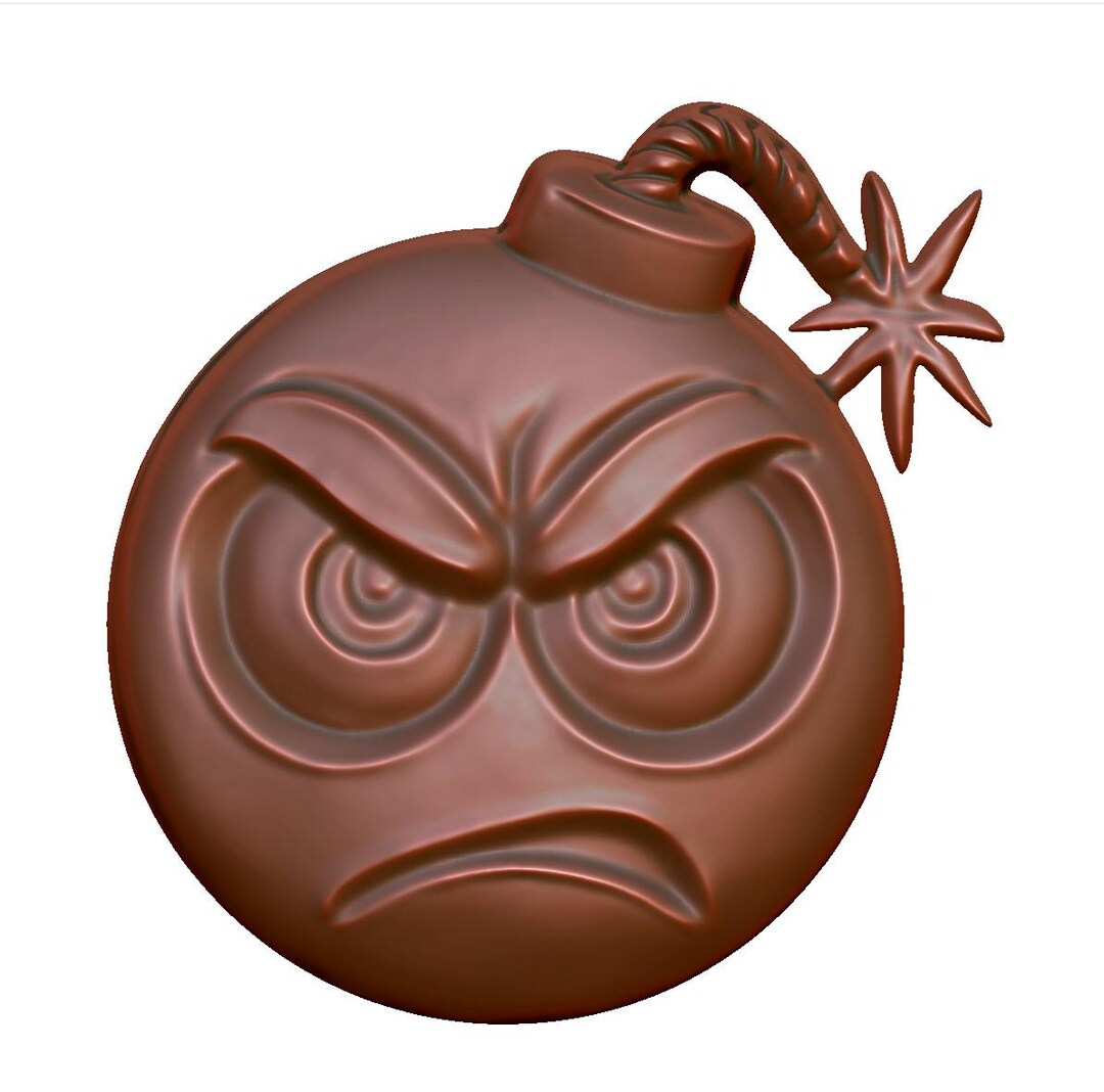 Angry Bomb Smiley 3D Model STL File for CNC Router, Laser Engraving ...