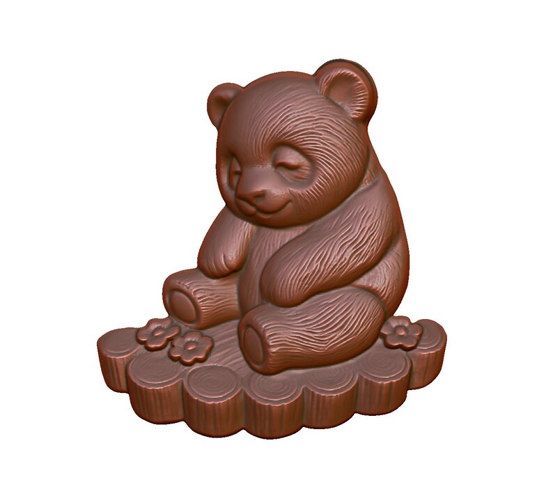 Adorable Panda Figure 3D Model STL File for CNC Router, Laser Engraving ...