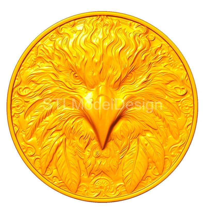 Majestic Eagle Crest Coin 3D Model STL File for CNC Router, Laser ...