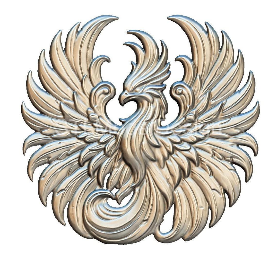 Phoenix Crest 3D Model STL File: CNC Router, Laser, 3D Printing ...