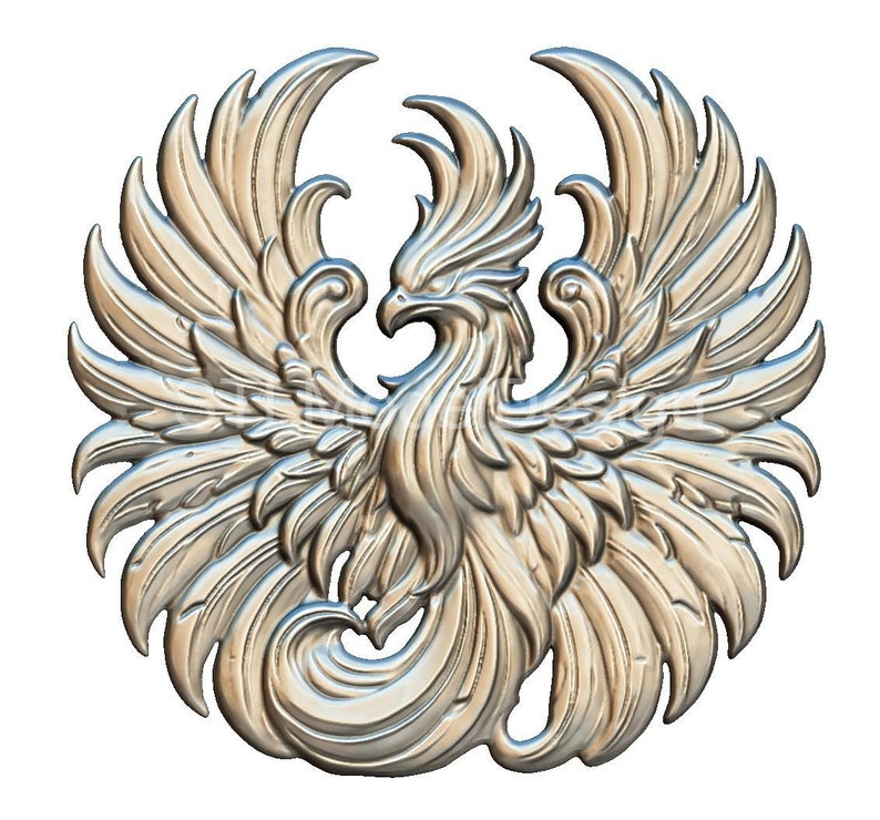 Phoenix Crest 3D Model STL File: CNC Router, Laser, 3D Printing ...