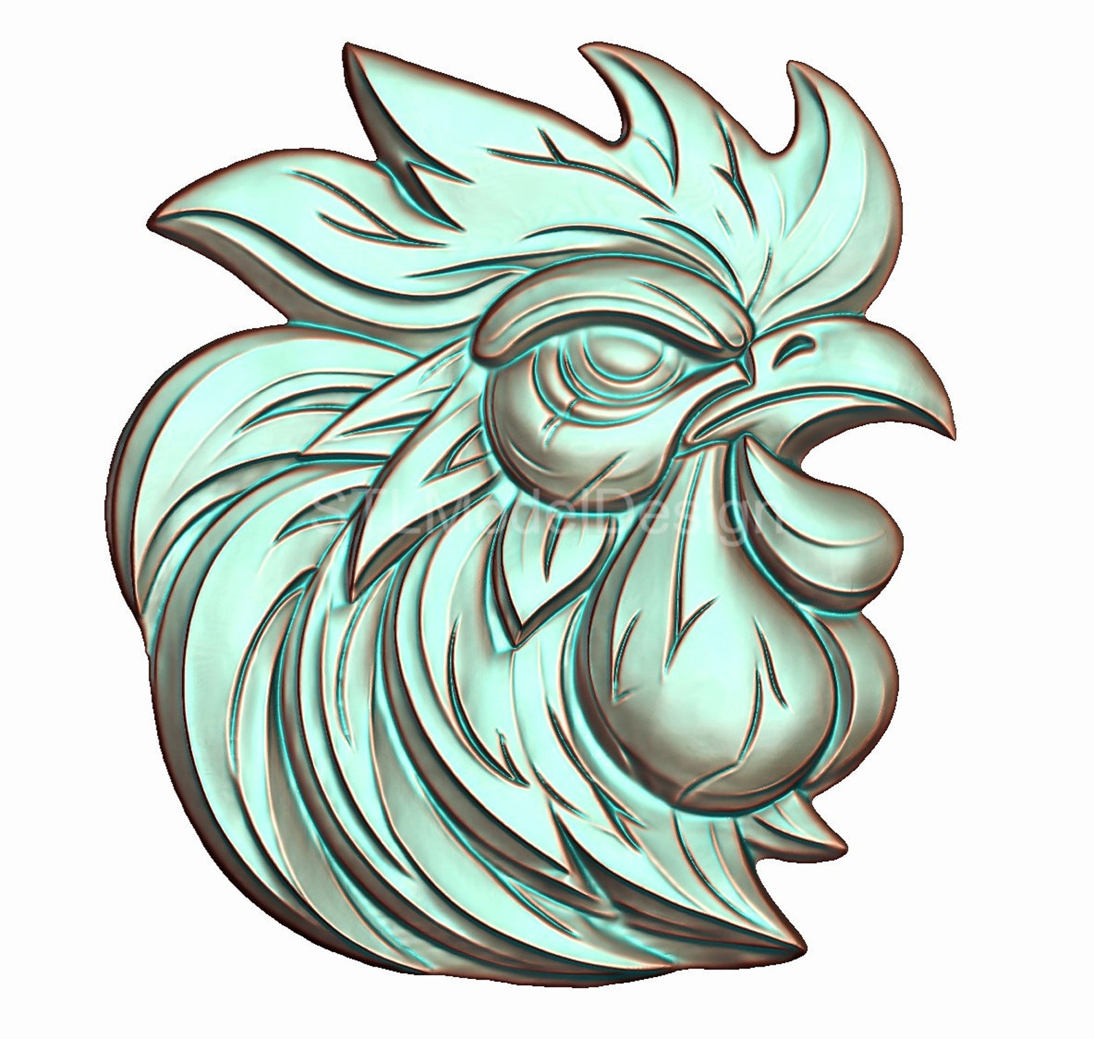 Majestic Rooster 3D Model STL File for CNC Carving & 3D Printing ...