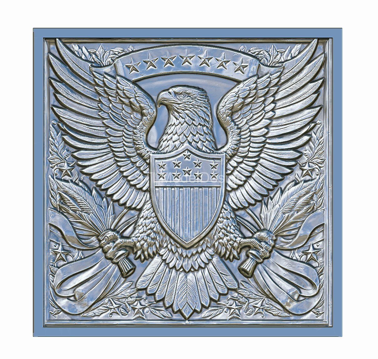 Patriotic Eagle Emblem 3D Model STL File for CNC Carving & 3D Printing ...