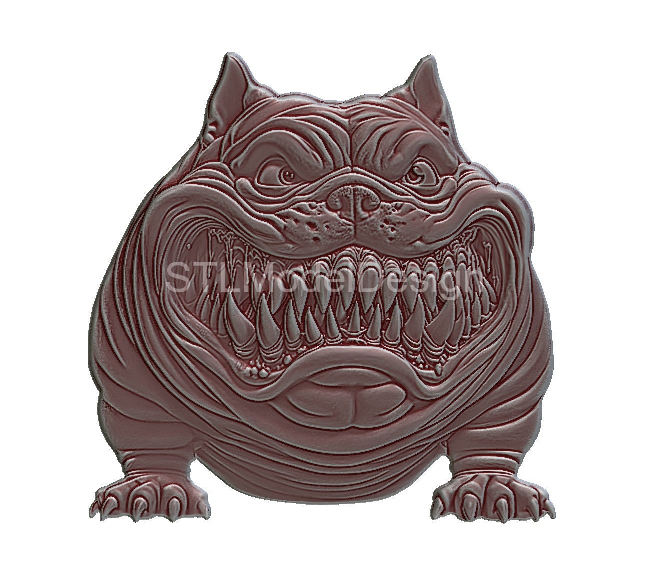 Angry Bulldog 3D Model STL File for CNC Router, Laser Engraving & 3D ...