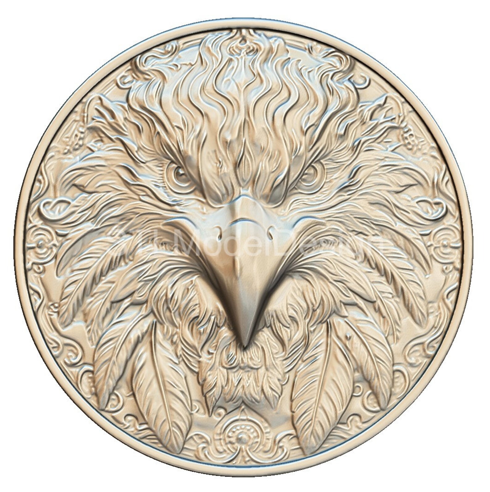 Majestic Eagle Crest Coin 3D Model STL File for CNC Router, Laser ...