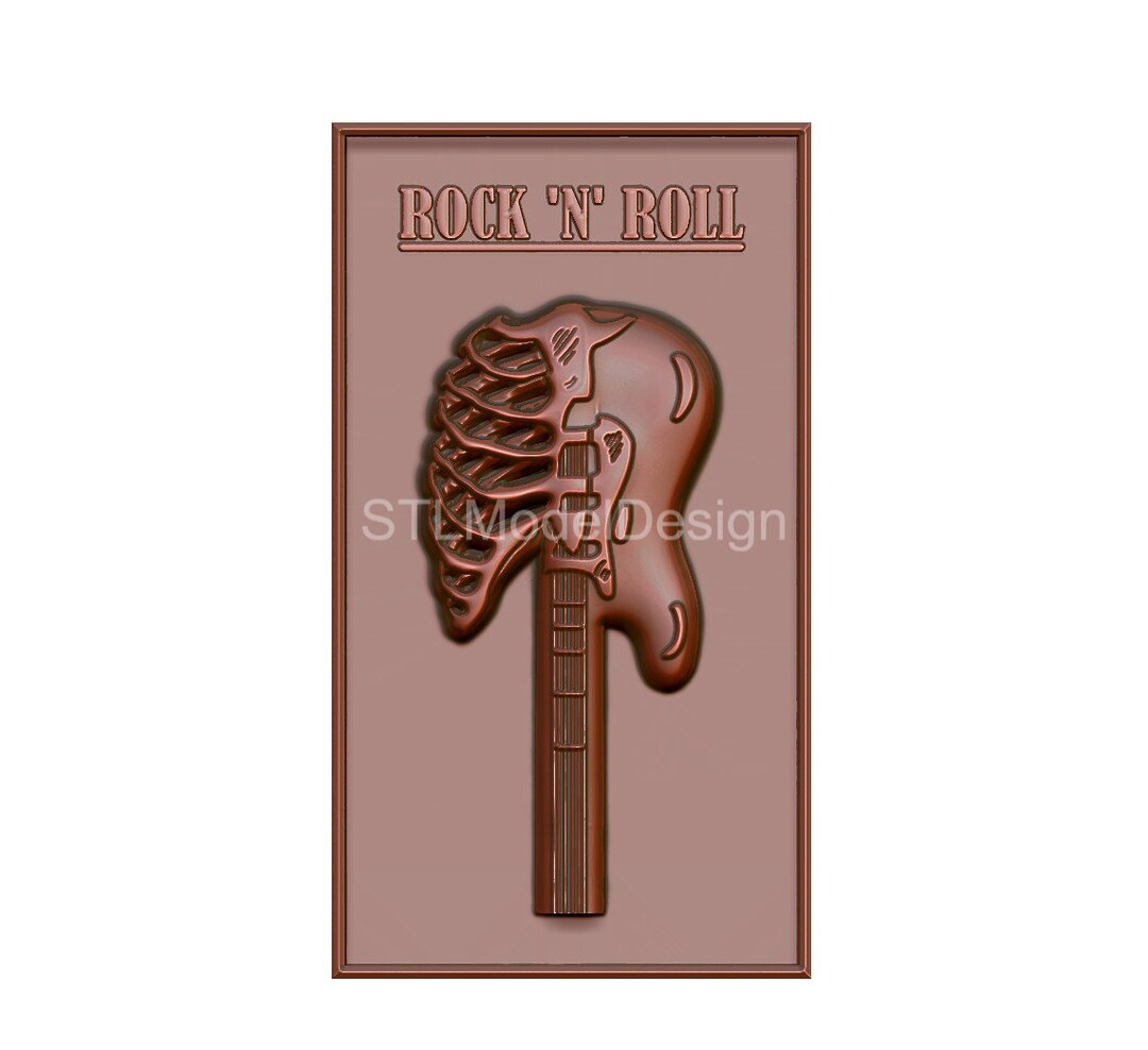 Rock 'n' Roll Skull Guitar 3D Model STL File for CNC Router, Laser ...
