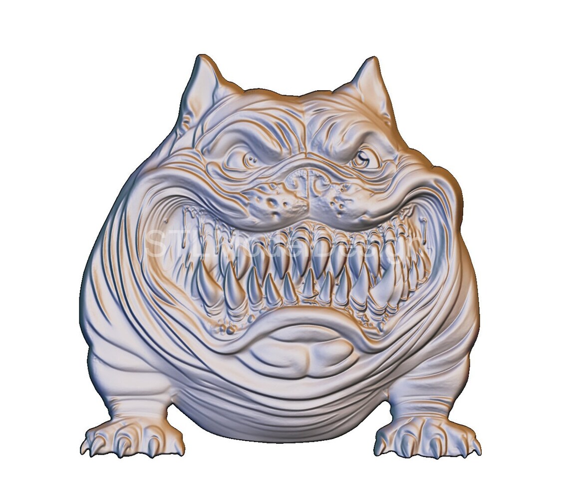 Angry Bulldog 3D Model STL File for CNC Router, Laser Engraving & 3D ...
