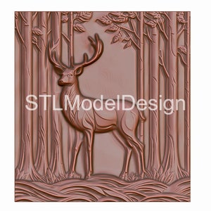 Majestic Stag in the Forest 3D Model STL File for CNC Carving - 3D ...