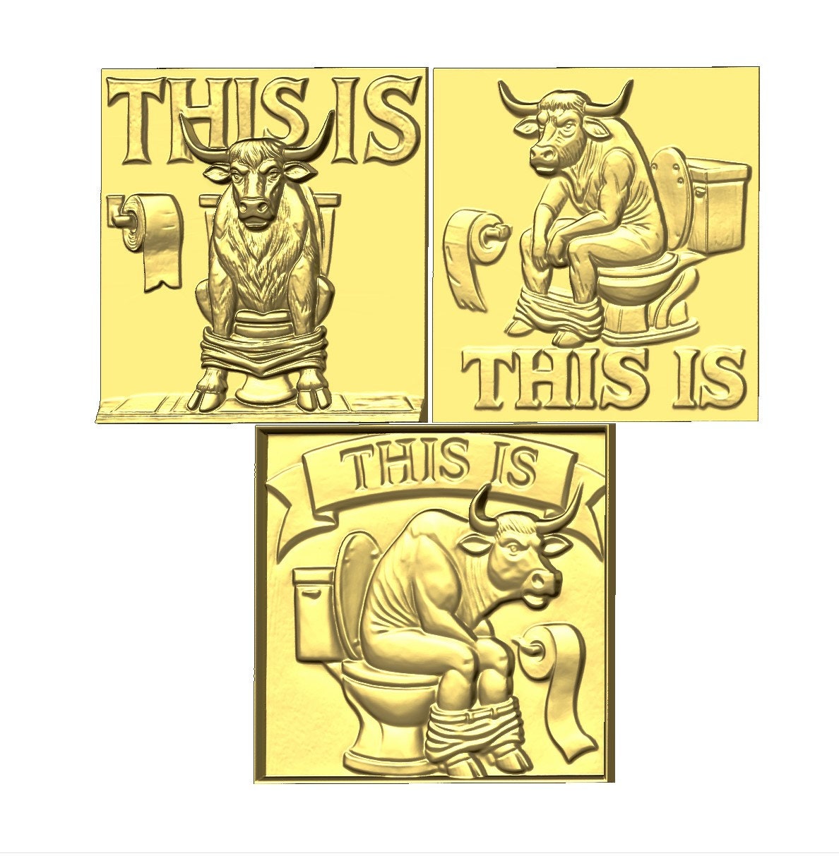 Funny Bull Toilet Sign 3D Models, CNC Router Laser Engraving Files ...