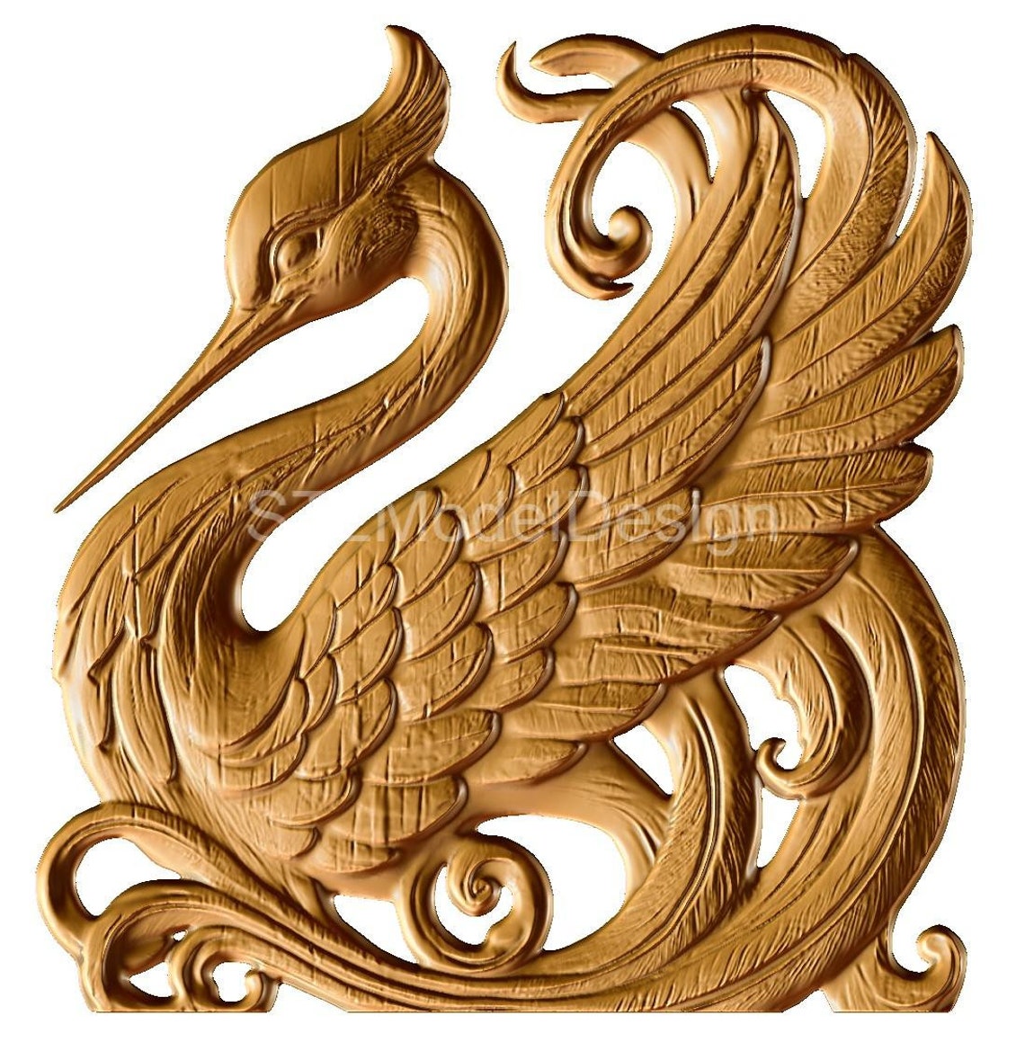 Elegant Heron Relief 3D Model STL File for CNC Router, Laser Engraving ...