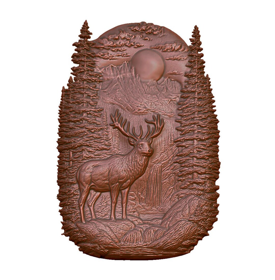 Deer in Forest Relief STL – 3D Wildlife Scene Model (instant Download ...