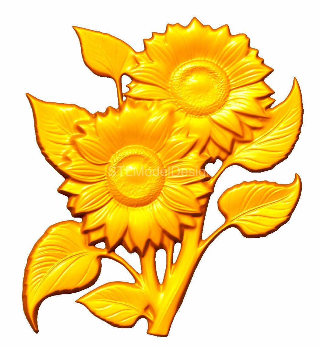 Sunflower Bouquet 3D Model STL File for CNC Carving & 3D Printing ...